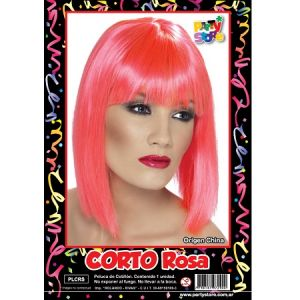 PELUCA LACIA CORTA ROSA X1 | Cotillón Smile
